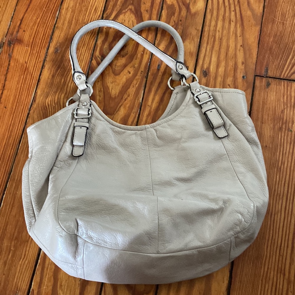 Coach Madison Abigail Leather Shoulder Bag: Beige - Gem